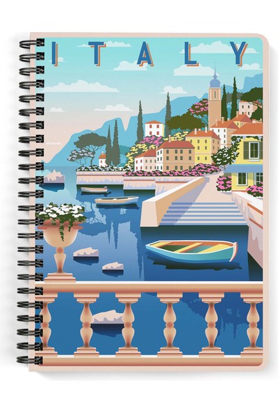 Italya Baskılı Ahşap Kapaklı Defter 15X20 cm DFT533