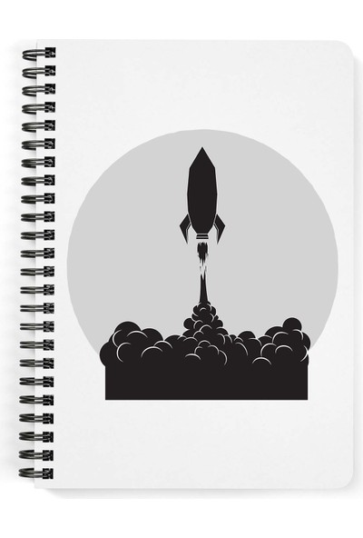 Uzay Mekiği Baskılı Ahşap Kapaklı Defter 15X20 cm DFT1921