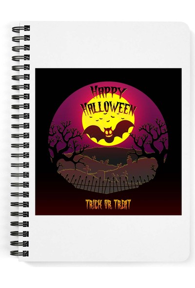 Happy Halloween Baskılı Ahşap Kapaklı Defter 15X20 cm DFT1392 Happy Halloween Baskılı Ahşap Kapaklı Defter 15X20 cm DFT1392