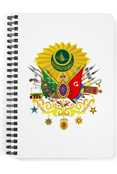 Osmanlı Arması Baskılı Ahşap Kapaklı Defter 15X20 cm DFT1499