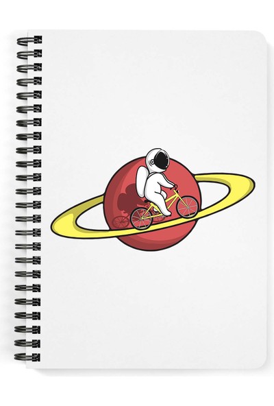 Saturn Bisikleti Baskılı Ahşap Kapaklı Defter 15X20 cm DFT1916