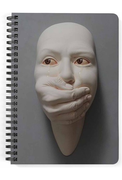 Astak Heykel Yüz Baskılı Ahşap Kapaklı Defter 15X20 cm DFT3078