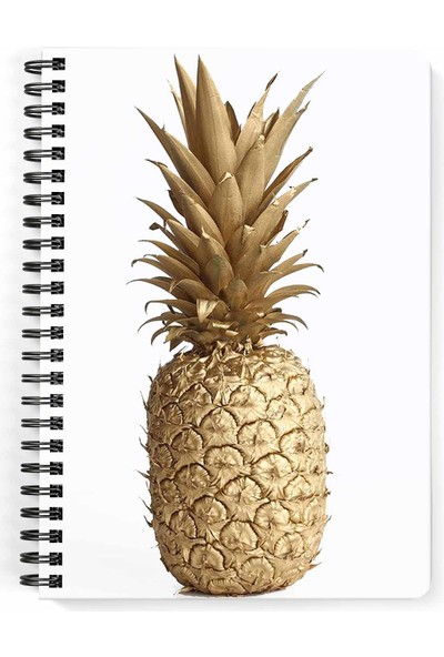 Ananas Baskılı Ahşap Kapaklı Defter 15X20 cm DFT3033
