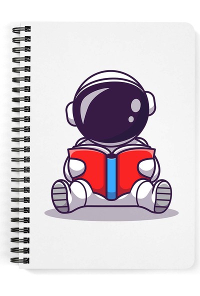 Uzayda Kitap Baskılı Ahşap Kapaklı Defter 15X20 cm DFT1874