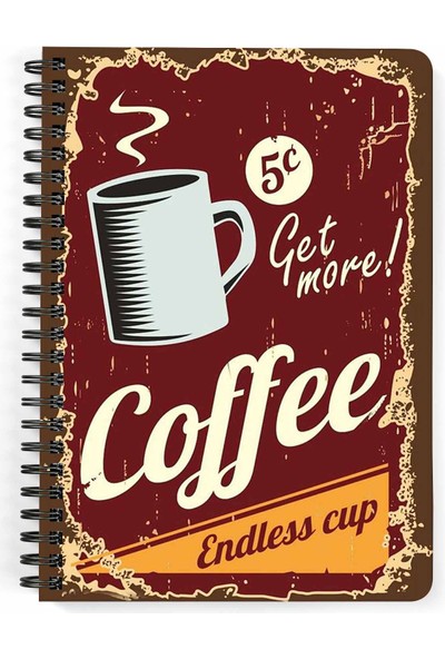 Coffee Baskılı Ahşap Kapaklı Defter 15X20 cm DFT2778