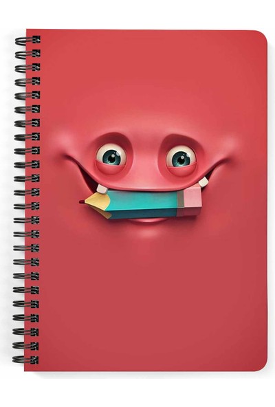 Gülen Yüz Baskılı Ahşap Kapaklı Defter 15X20 cm DFT2576