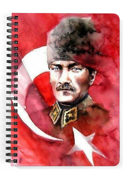 Atatürk Baskılı Ahşap Kapaklı Defter 15X20 cm DFT3796