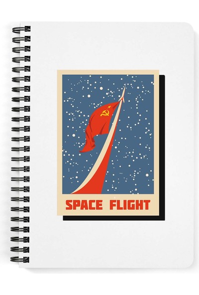 Space Flight Baskılı Ahşap Kapaklı Defter 15X20 cm DFT1907