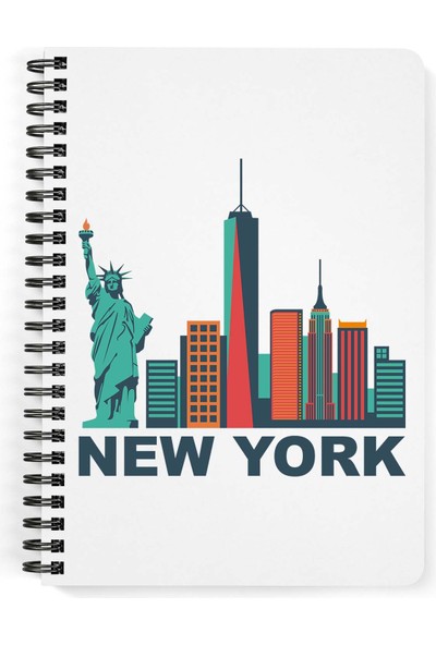 New York Baskılı Ahşap Kapaklı Defter 15X20 cm DFT2155