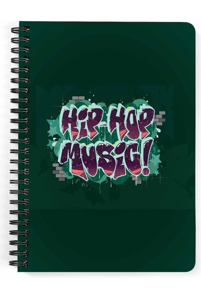 Hip-Hop Music Baskılı Ahşap Kapaklı Defter 15X20 cm DFT5337