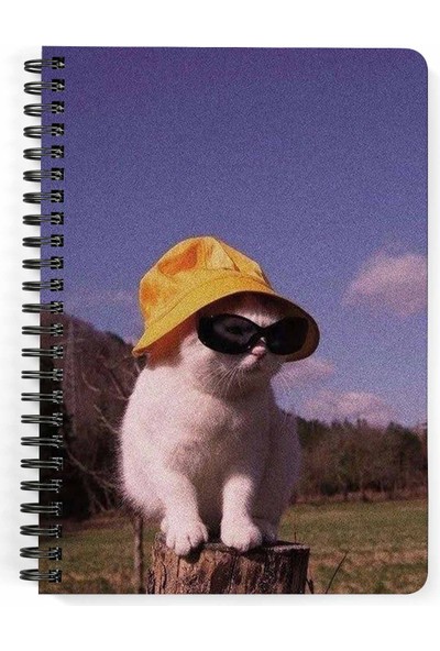 Cool Cat Baskılı Ahşap Kapaklı Defter 15X20 cm DFT3333