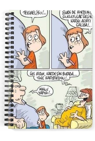 Karikatür Baskılı Ahşap Kapaklı Defter 15X20 cm DFT2560