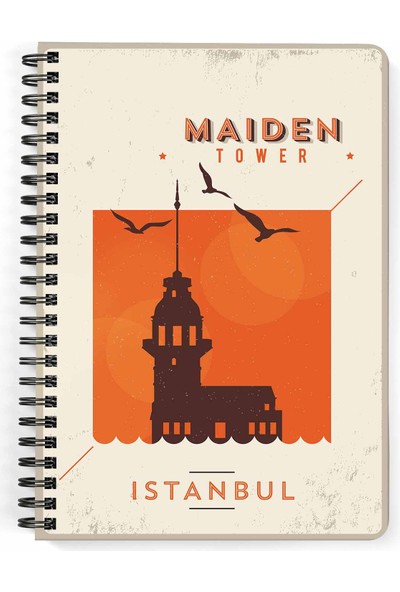 Kız Kulesi Baskılı Ahşap Kapaklı Defter 15X20 cm DFT2679