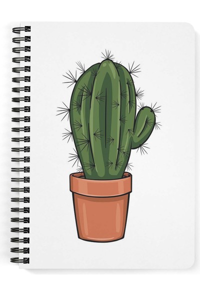 Kaktüs Baskılı Ahşap Kapaklı Defter 15X20 cm DFT2451