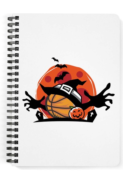 Basketball Hallowen Baskılı Ahşap Kapaklı Defter 15X20 cm DFT2061