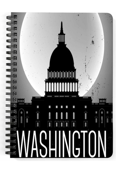 Washington Baskılı Ahşap Kapaklı Defter 15X20 cm DFT5049