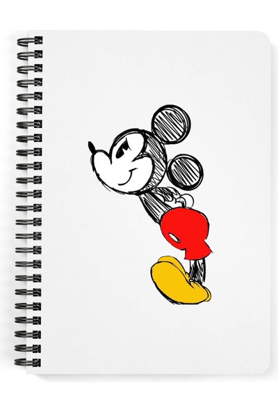 Mickey Mouse Baskılı Ahşap Kapaklı Defter 15X20 cm DFT6630