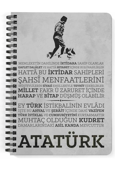 Atatürk Baskılı Ahşap Kapaklı Defter 15X20 cm DFT2656