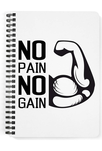 No Pain No Gain Baskılı Ahşap Kapaklı Defter 15X20 cm DFT2111