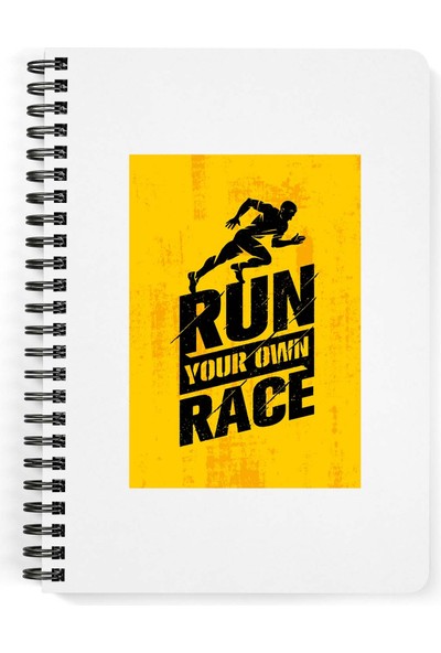 Run Your Own Race Baskılı Ahşap Kapaklı Defter 15X20 cm DFT2084