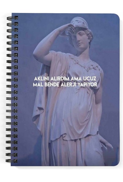 Heykel Baskılı Ahşap Kapaklı Defter 15X20 cm DFT2537