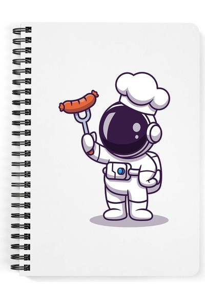 Aşçı Astronot Baskılı Ahşap Kapaklı Defter 15X20 cm DFT1852 Aşçı Astronot Baskılı Ahşap Kapaklı Defter 15X20 cm DFT1852