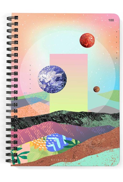 Space Baskılı Ahşap Kapaklı Defter 15X20 cm DFT5148
