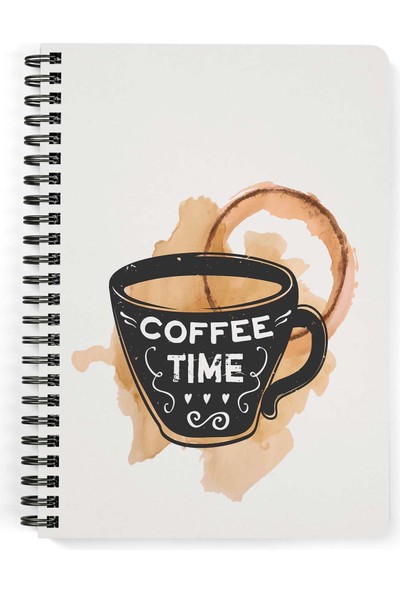 Kahve Zamanı Baskılı Ahşap Kapaklı Defter 15X20 cm DFT616