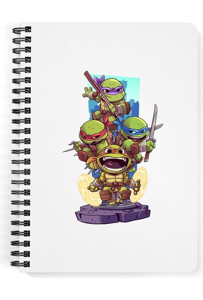 Ninja Kaplumbağalar Baskılı Ahşap Kapaklı Defter 15X20 cm DFT6139