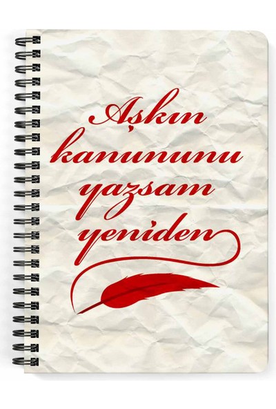 Aşkın Kanunu Baskılı Ahşap Kapaklı Defter 15X20 cm DFT2733