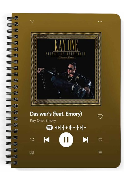 Das War's Spotify Karekodlu Baskılı Ahşap Kapaklı Defter 15X20 cm DFT2861