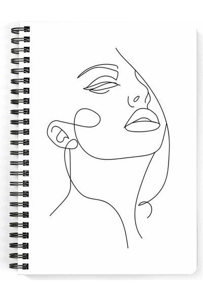 Soyut Kadın Baskılı Ahşap Kapaklı Defter 15X20 cm DFT2961