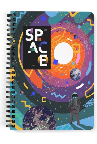 Space Baskılı Ahşap Kapaklı Defter 15X20 cm DFT545