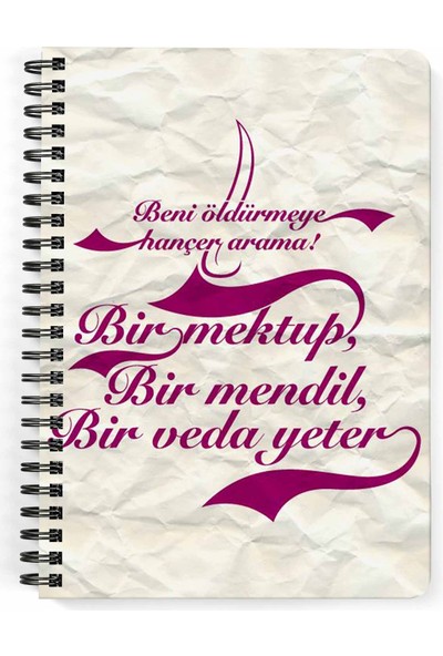 Astak Beni Öldürmeye Hançer Arama Baskılı Ahşap Kapaklı Defter 15X20 cm DFT2738