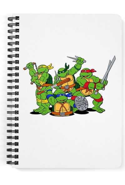 Ninja Kaplumbağalar Baskılı Ahşap Kapaklı Defter 15X20 cm DFT6202