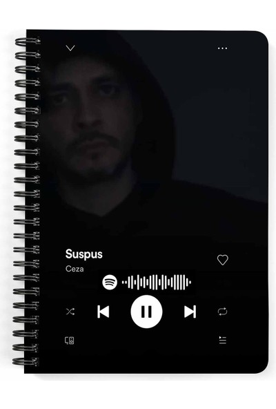 Suspus Ceza Spotify Karekodlu Baskılı Ahşap Kapaklı Defter 15X20 cm DFT2812