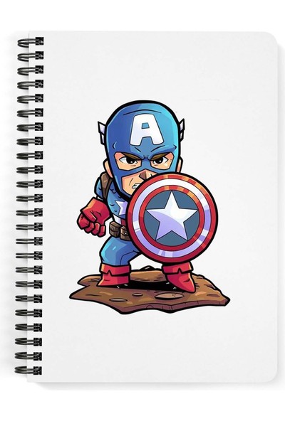 Astak Kaptan Amerika Baskılı Ahşap Kapaklı Defter 15X20 cm DFT6089
