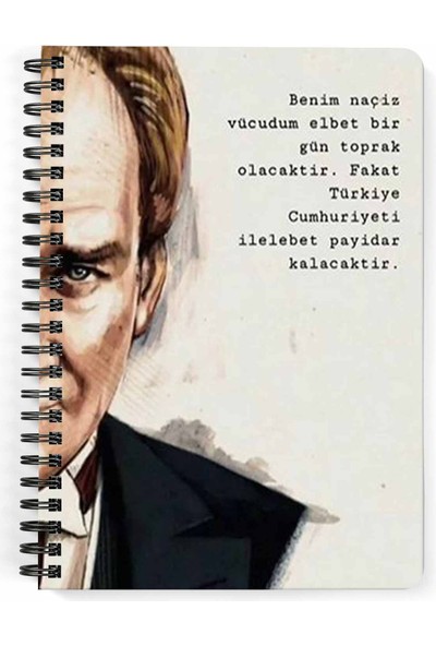 Atatürk Baskılı Ahşap Kapaklı Defter 15X20 cm DFT2655