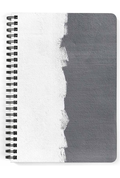 Beyaz Gri Baskılı Ahşap Kapaklı Defter 15X20 cm DFT3457