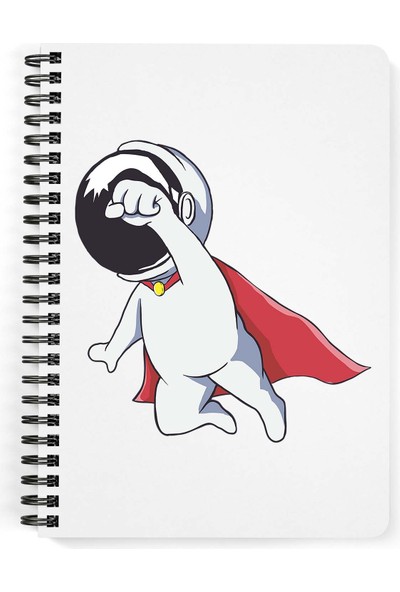 Uzay Kahramanı Baskılı Ahşap Kapaklı Defter 15X20 cm DFT1917