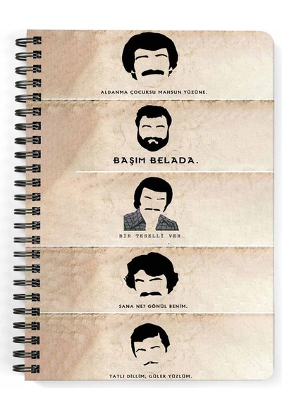 Arabesk Baskılı Ahşap Kapaklı Defter 15X20 cm DFT5039
