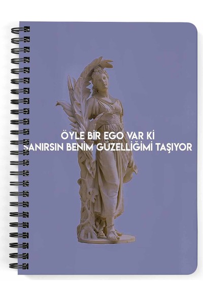 Heykel Baskılı Ahşap Kapaklı Defter 15X20 cm DFT2534
