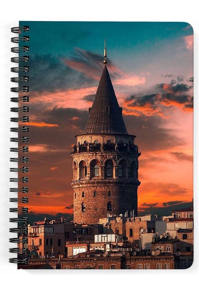 Galata Kulesi Baskılı Ahşap Kapaklı Defter 15X20 cm DFT2696 Galata Kulesi Baskılı Ahşap Kapaklı Defter 15X20 cm DFT2696