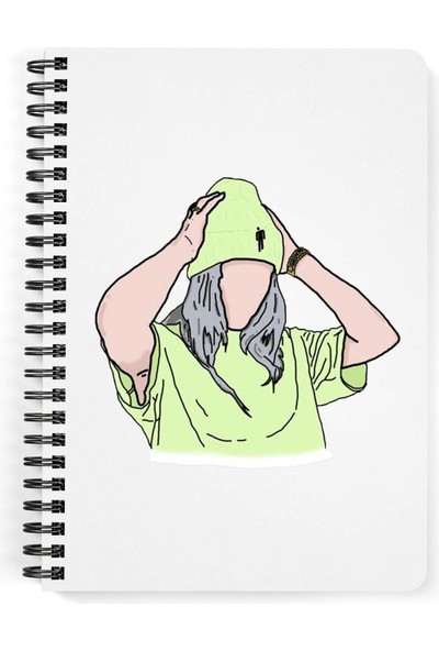 Billie Eillish Baskılı Ahşap Kapaklı Defter 15X20 cm DFT6607 Billie Eillish Baskılı Ahşap Kapaklı Defter 15X20 cm DFT6607