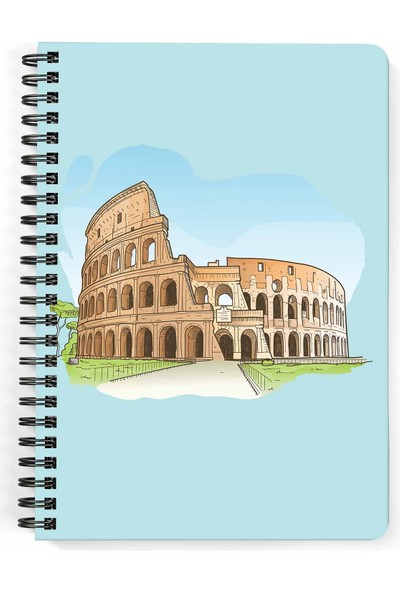 Rome Baskılı Ahşap Kapaklı Defter 15X20 cm DFT5008