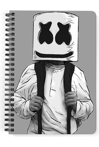 Marsmelo Baskılı Ahşap Kapaklı Defter 15X20 cm DFT4373