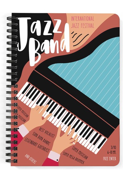 Jazz Band Baskılı Ahşap Kapaklı Defter 15X20 cm DFT5183 Jazz Band Baskılı Ahşap Kapaklı Defter 15X20 cm DFT5183