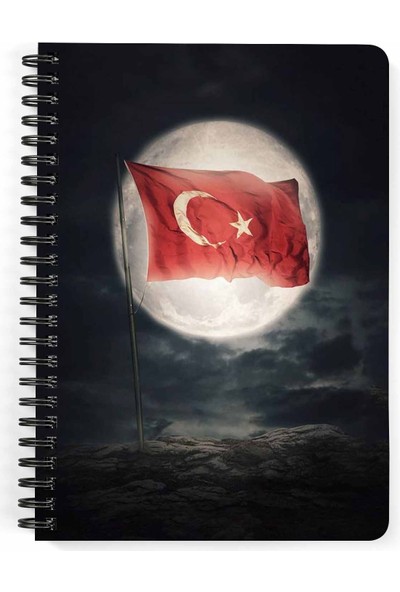 Türkiye Bayrağı Baskılı Ahşap Kapaklı Defter 15X20 cm DFT5622