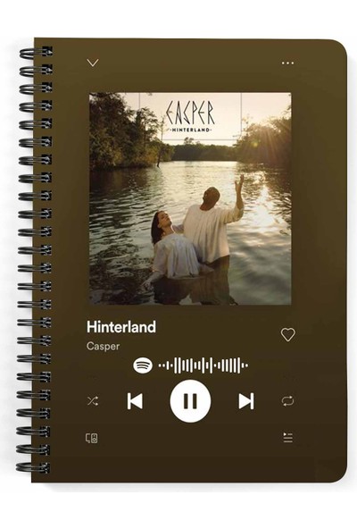 Hinterland Casper Spotify Karekodlu Baskılı Ahşap Kapaklı Defter 15X20 cm DFT2850