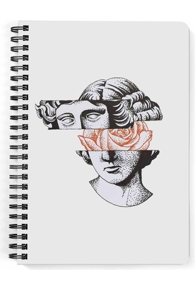 Heykel Baskılı Ahşap Kapaklı Defter 15X20 cm DFT3893